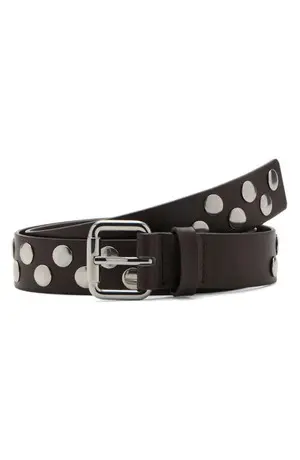 Mango Studded Faux Leather Belt - Chocolate