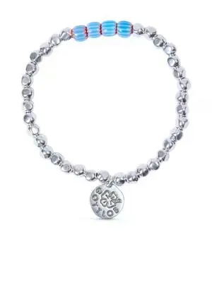 GOTTLOB Clover-engraved Beaded Bracelet - Silver