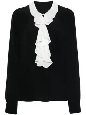 N°21 Ruffled Crepe Blouse - Black