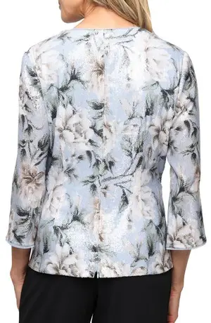 Alex Evenings Floral Sequin Top