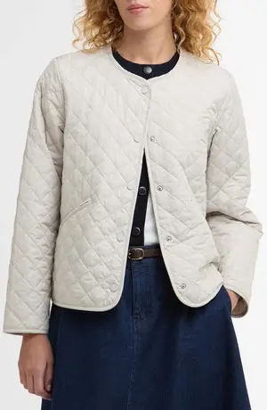 Collarless Quilted Jackets for Women