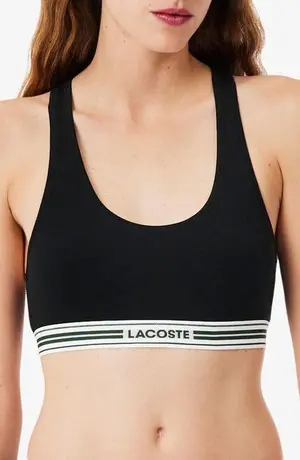 Lacoste Racerback Padded Stretch Cotton Bralette - Black