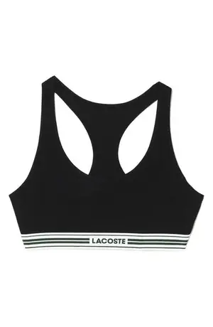 Lacoste Racerback Padded Stretch Cotton Bralette - Black