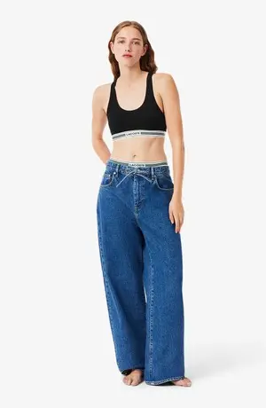 Lacoste Racerback Padded Stretch Cotton Bralette - Black