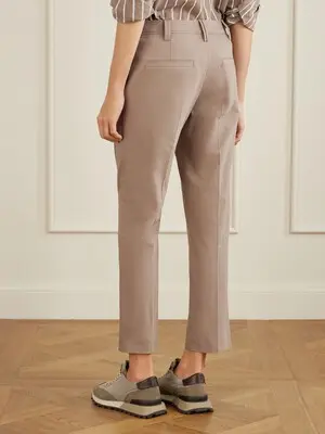 Brunello Cucinelli Cropped Slim-leg Stretch-cotton Trousers