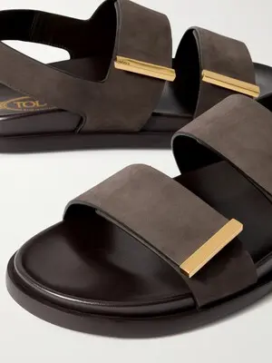 TOD'S Buckled Nubuck Slingback Sandals - Brown