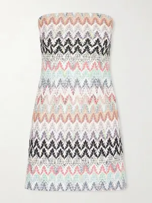 Missoni Striped Metallic Crochet-knit Mini Dress - Multi