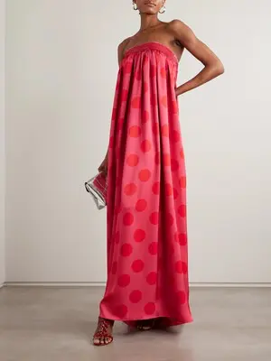 DIMA AYAD Strapless Polka Dot Embellished Gown