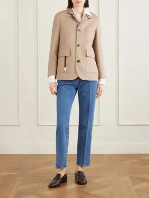 Loro Piana Suede-trimmed Silk-tweed Jacket