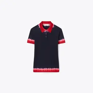 Tory Burch Wool Polo - Medium Navy/red Jasmine