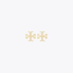 Tory Burch Small Icon Enamel Stud Earrings - New Ivory