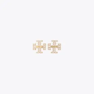 Tory Burch Small Icon Enamel Stud Earrings - Pink Snow