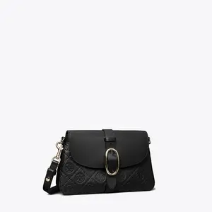 Tory Burch T Monogram Pebbled Small Shoulder Bag - Black