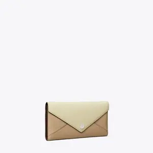 Tory Burch Long Colorblock Envelope Wallet - Soft Custard Multi