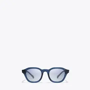 Tory Burch Kira Round Frame Sunglasses - Transparent Blue/blue Gradient