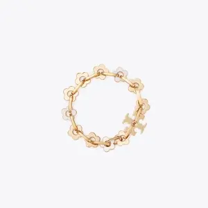Tory Burch Forget Me Not Interlocking Bracelet - Tory Gold/new Ivory