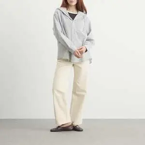 DUNST Classic Check Hooded Shirt - Cream Check