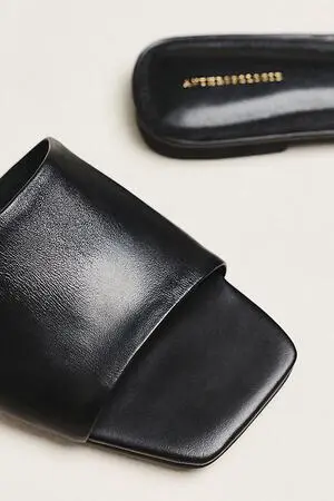 Anthropologie Leather Slide Sandals - Black