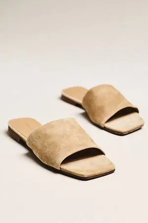 Anthropologie Leather Slide Sandals - Neutral
