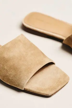 Anthropologie Leather Slide Sandals - Neutral