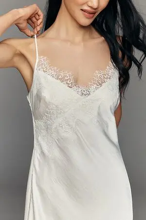 Anthropologie Asymmetric Sleeveless Lace Slip Dress