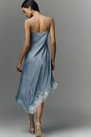 Anthropologie Asymmetric Sleeveless Lace Slip Dress