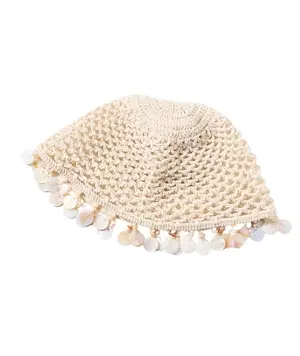 Anthropologie Fringed Crochet Cap - Ivory