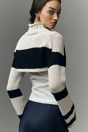 PILCRO Long-sleeve Stripe Sweater Tank Twofer Top
