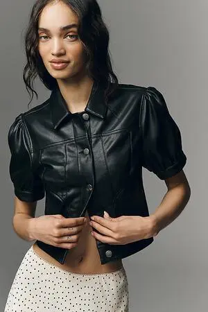 Maeve Studio Faux-leather Shrunken Jacket