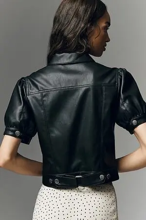 Maeve Studio Faux-leather Shrunken Jacket