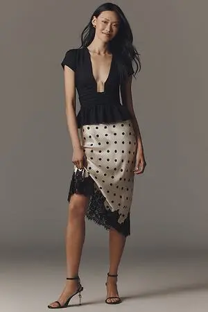 Susana Monaco Plunged Wire Peplum Top - Black