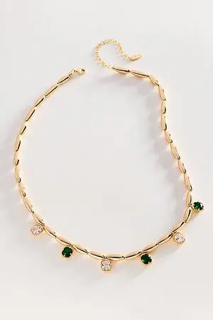 Anthropologie Crystal Halo Necklace - Green