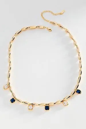 Anthropologie Crystal Halo Necklace - Sapphire