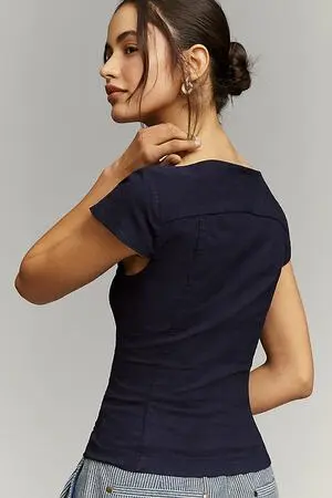 Anthropologie Scoop-neck Short-sleeve Top