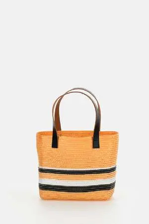Plan C Mini Shopper In Paglia - Arancione