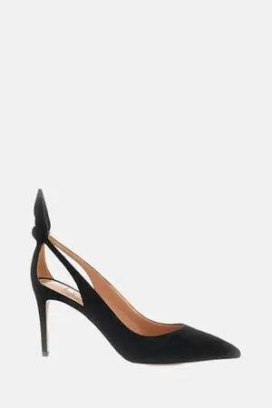AQUAZZURA Bow Tie Pump 85 Suede And Nappa Leather - Black