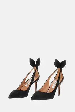 AQUAZZURA Bow Tie Pump 85 Suede And Nappa Leather - Nero