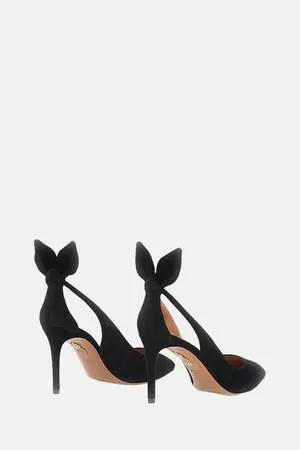 AQUAZZURA Bow Tie Pump 85 Suede And Nappa Leather - Nero