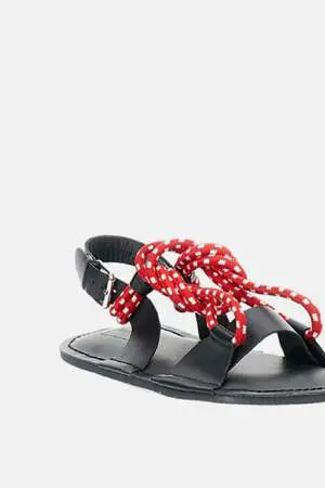 Plan C Sandals With Cord Detail - Black