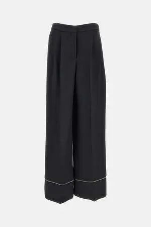 Fendi Tailored Wool And Silk Trousers - Black