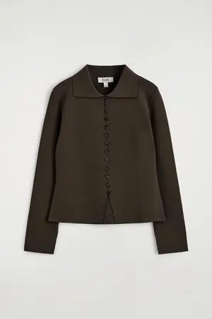Cos Waisted Milano-knit Cardigan - Brown