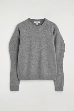 Cos Merino Wool Balloon-sleeve Sweater - Gray