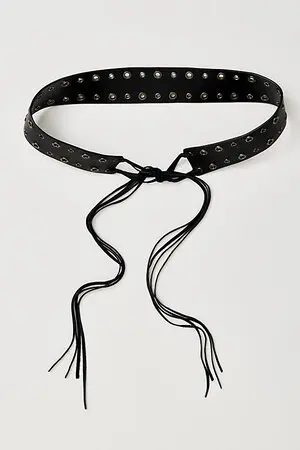 Free People Riot Grommet Leather Belt - Black