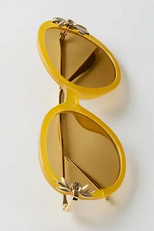 Free People Ines Round Sunglasses - Soft Lemon