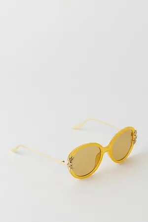 Free People Ines Round Sunglasses - Soft Lemon