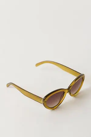 Free People Birdie Cat Eye Sunglasses - Honey Olive
