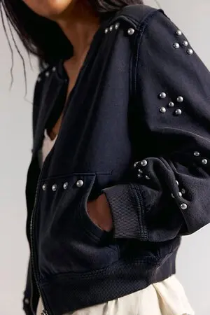 Free People Studded Zip-up