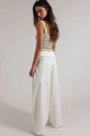 Free People Wide Leg Fisherman Pants - Snow White