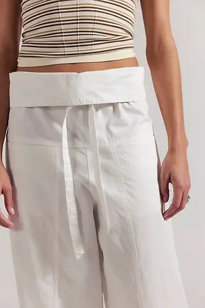 Free People Wide Leg Fisherman Pants - Snow White