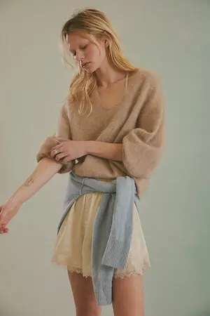 Free People Intimately Satin Jacquard Tap Shorts With Lace Trim